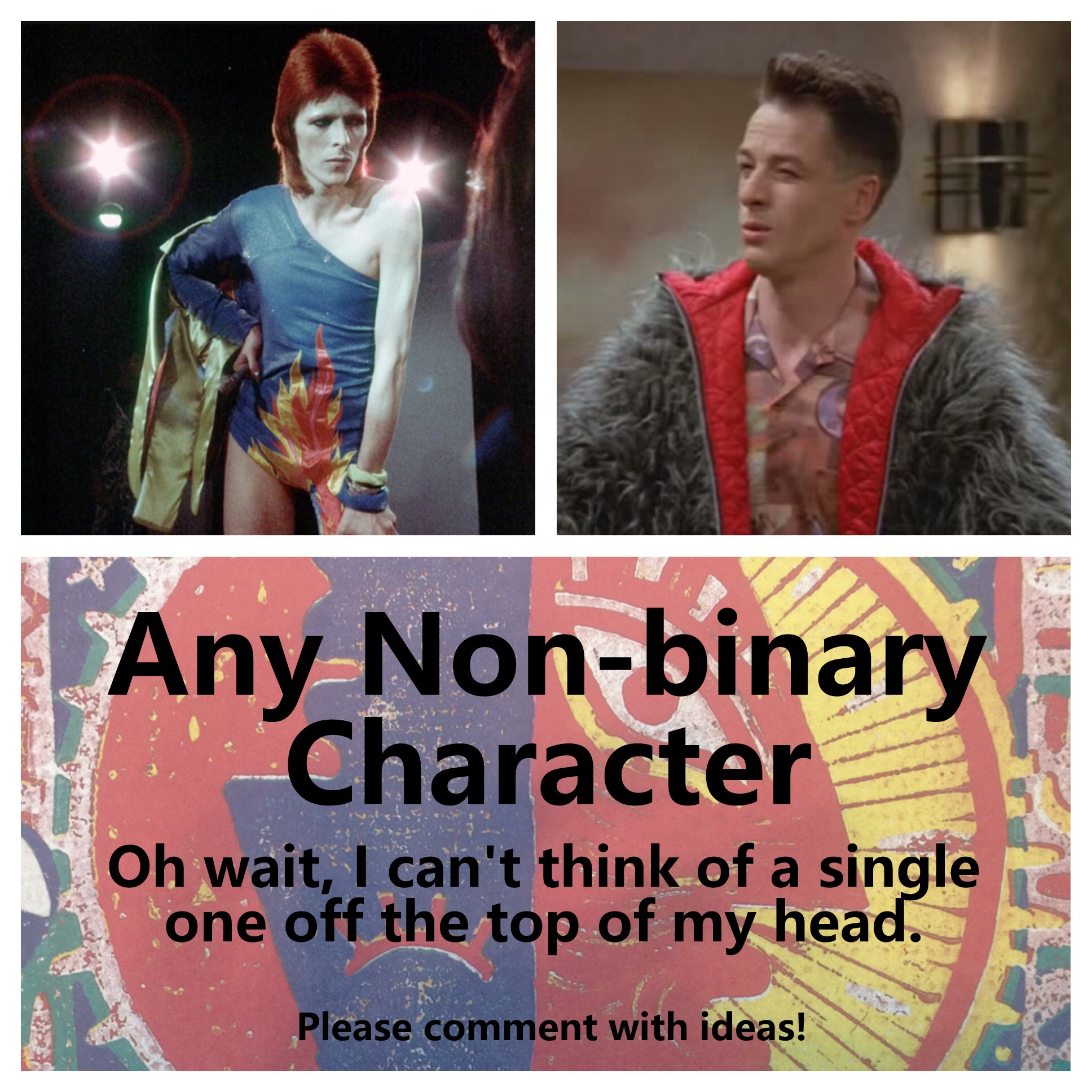 Thoughts about this “3 fictional characters” meme | janitorqueer